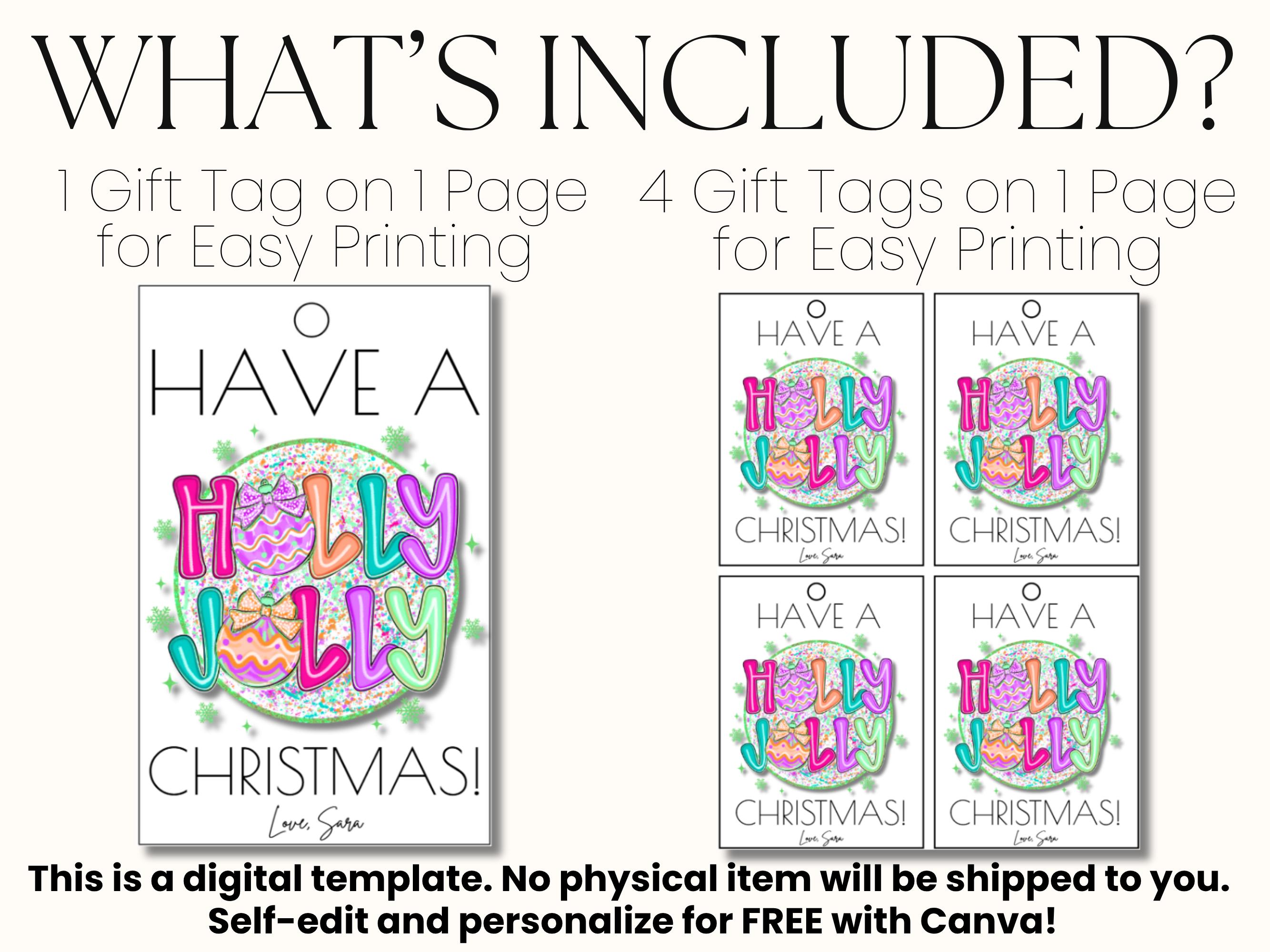 Have a Holly Jolly Christmas Gift Tag Holiday Tags Festive Winter ...