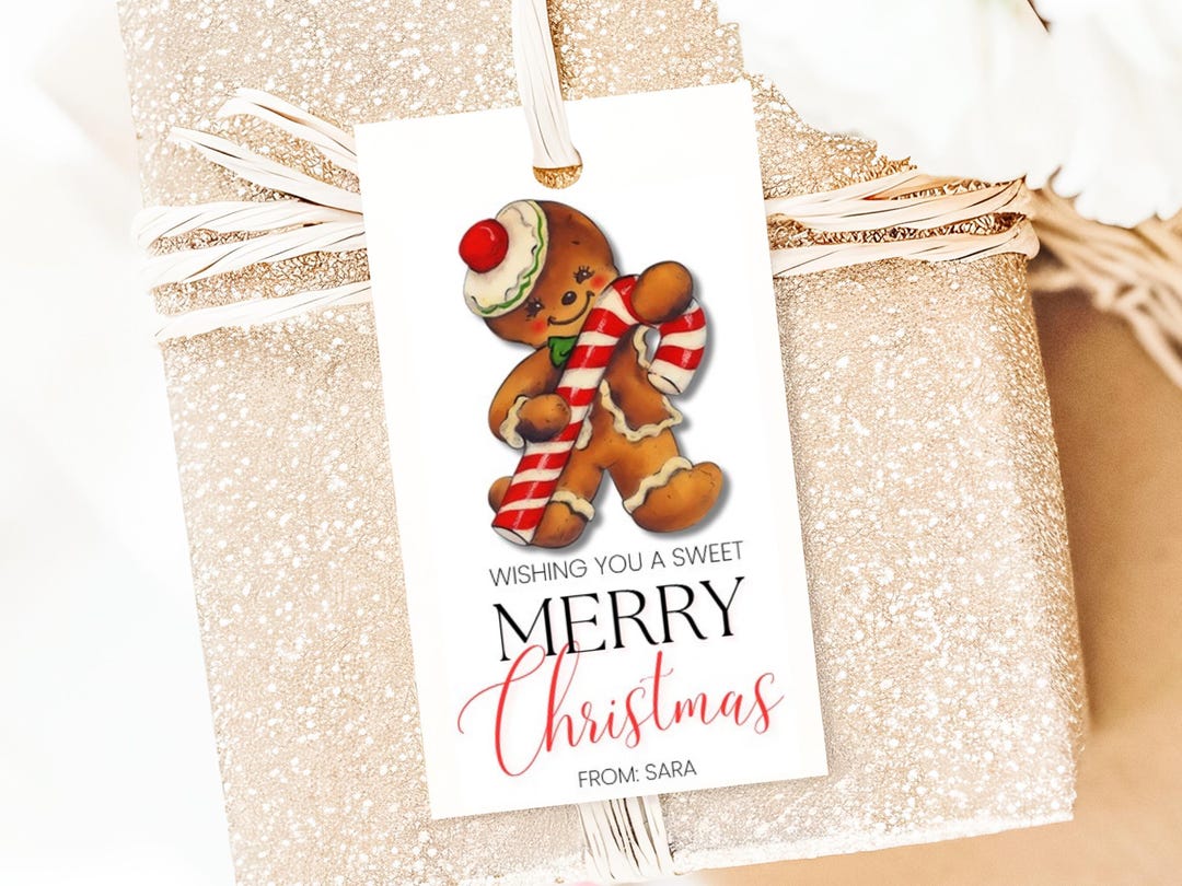 Editable Christmas Gingerbread Man Gift Tag Printable Cookie Christmas ...