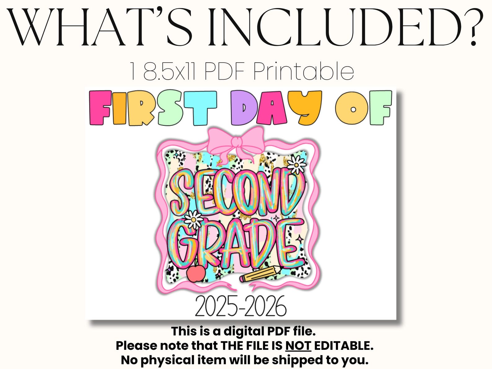 First Day of Second Grade Sign First Day of School Sign Back to School ...