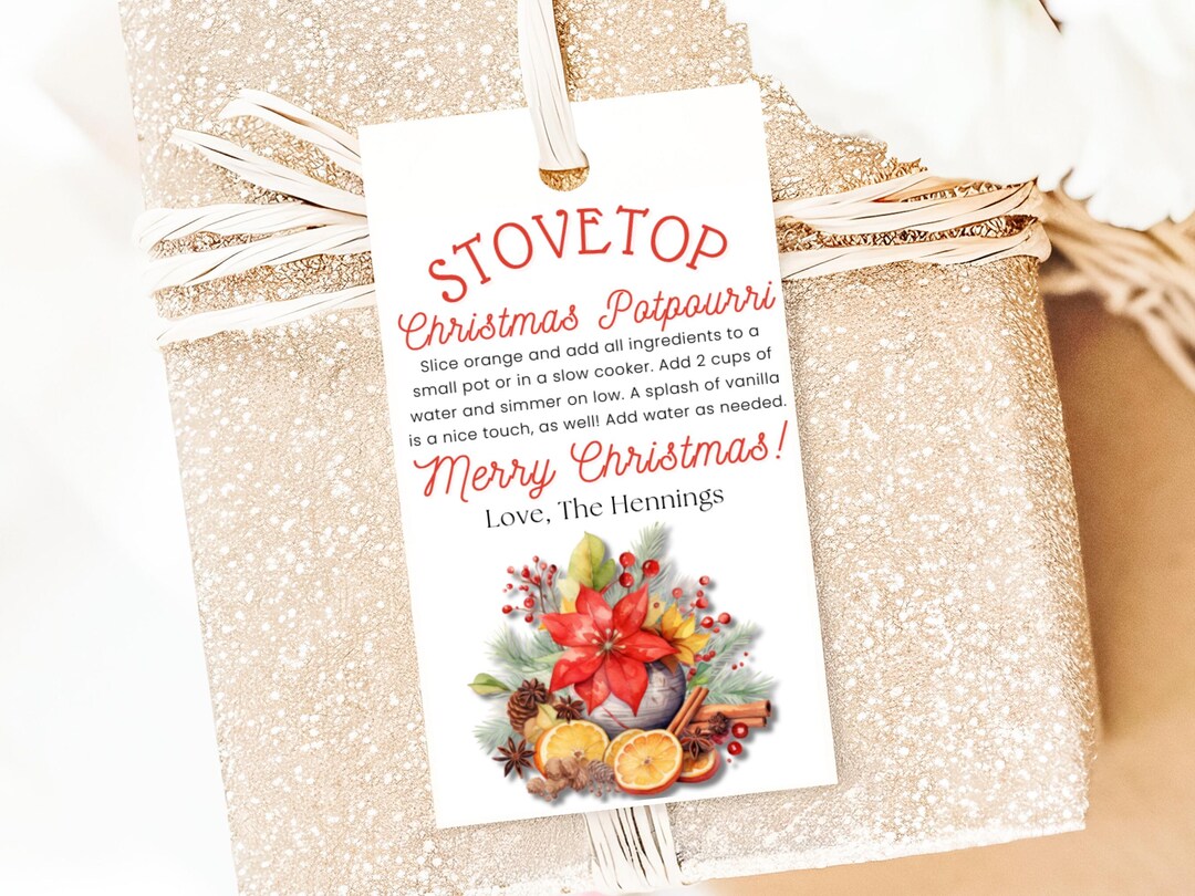 Editable Christmas Potpourri Gift Tag Holiday Simmer Pot Digital ...