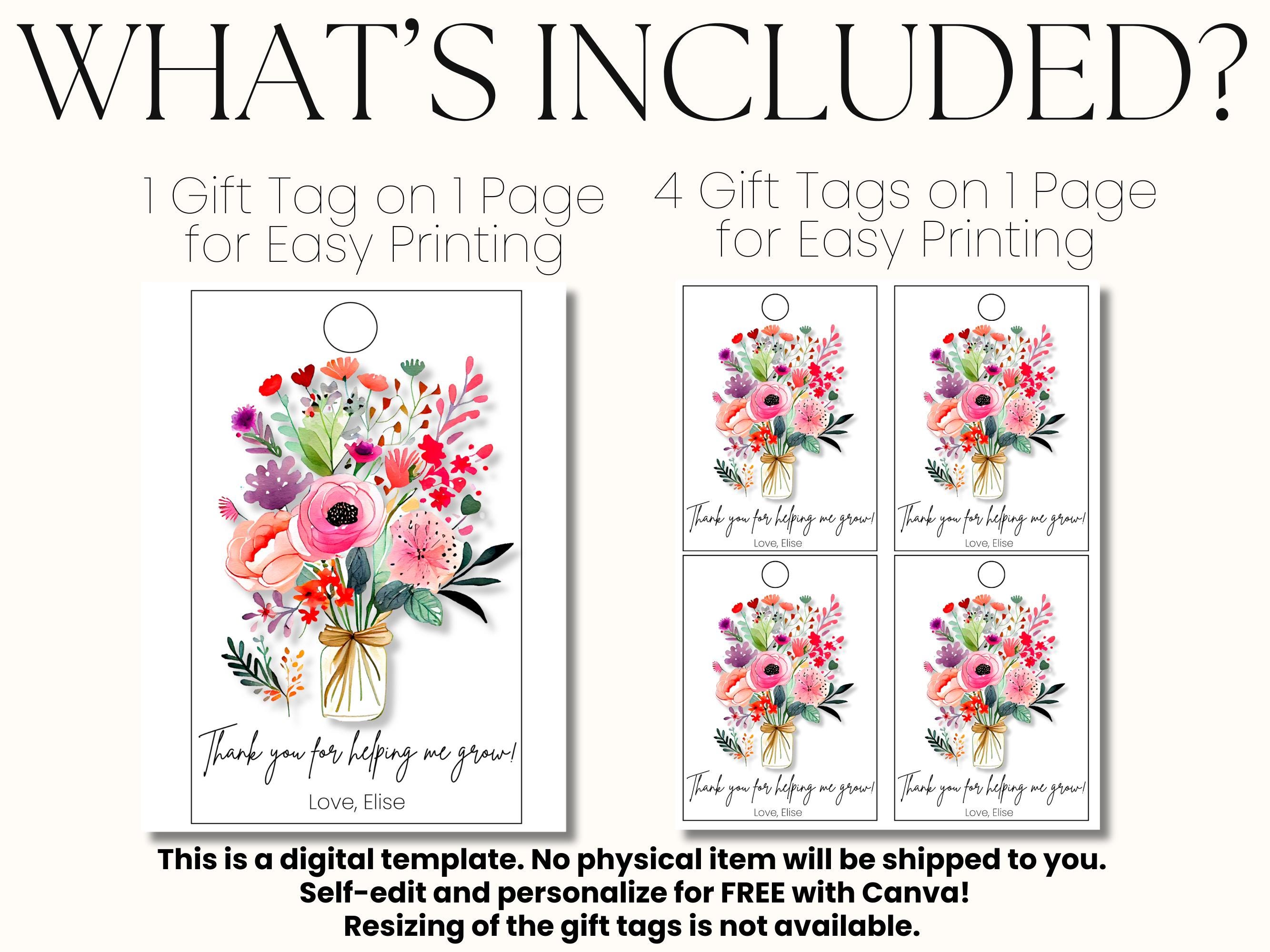 Teacher Gift Tag Teacher Appreciation Gift Tag Thank You for Helping Me ...