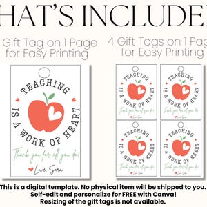 Teacher Gift Tag Teacher Appreciation Gift Tag Teaching is a Work of ...