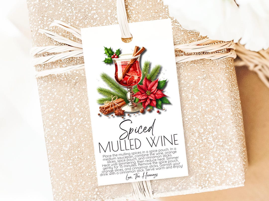 Editable Mulled Wine Gift Tag Spiced Mulled Wine Label Recipe Kit Gift ...