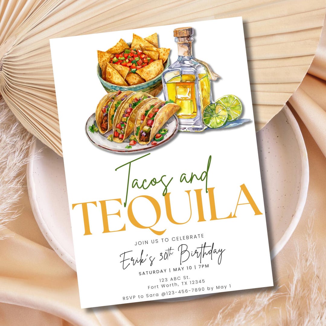 Tacos and Tequila Invitation Tacos and Tequila Party Editable Mexican ...