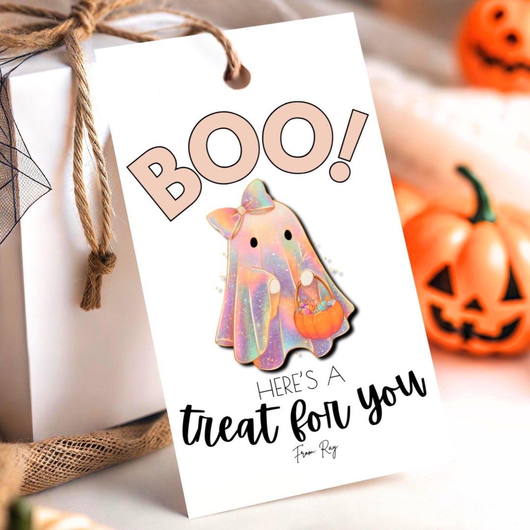 Boo Here's a Treat for You Halloween Gift Tag Printable Ghost Tags ...