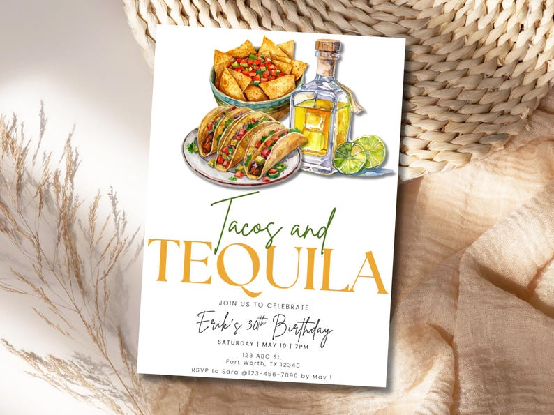 Tacos and Tequila Party Invitation Editable Fiesta Invite EDITABLE ...