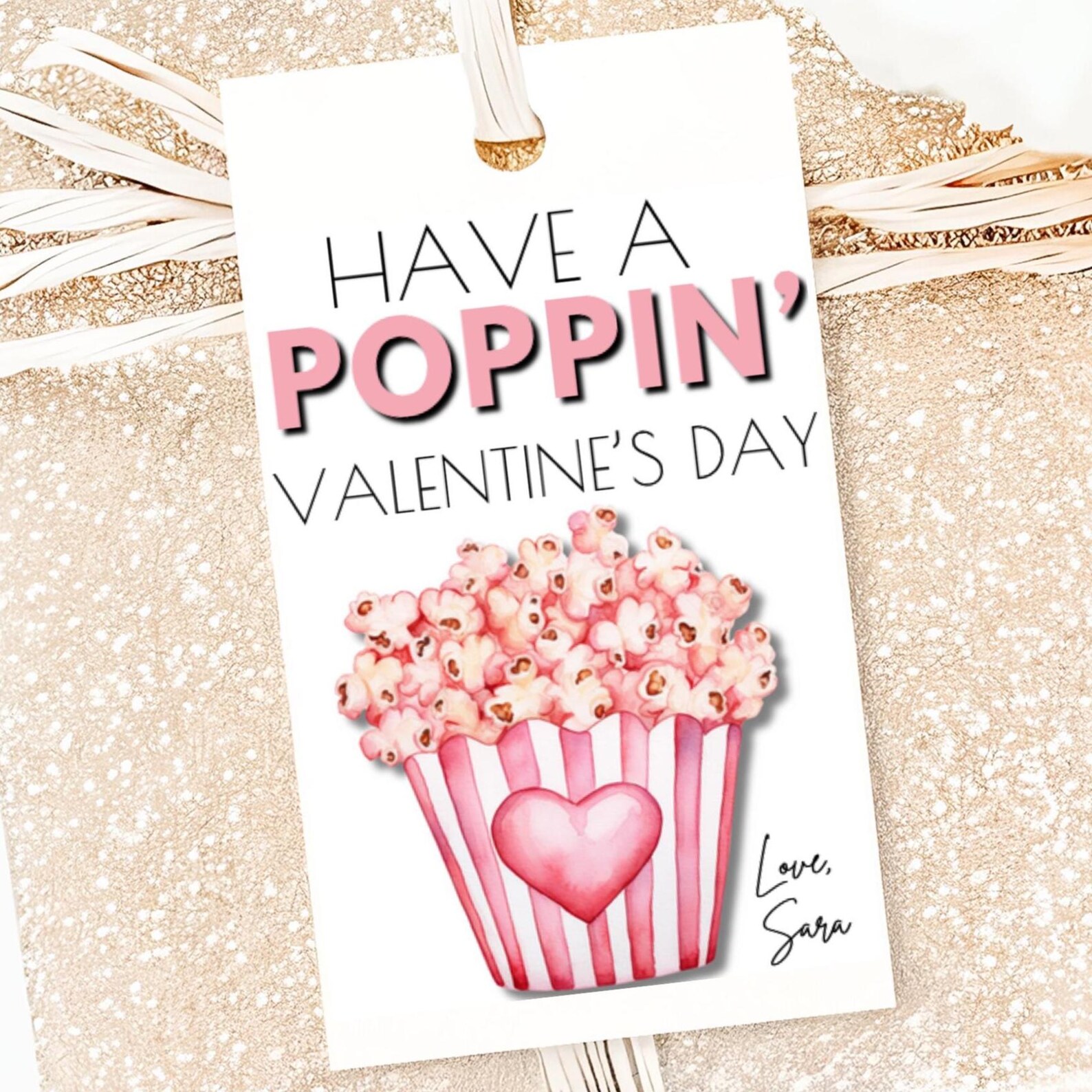 Printable Popcorn Valentine's Day Gift Tag Valentine's Day Microwave ...