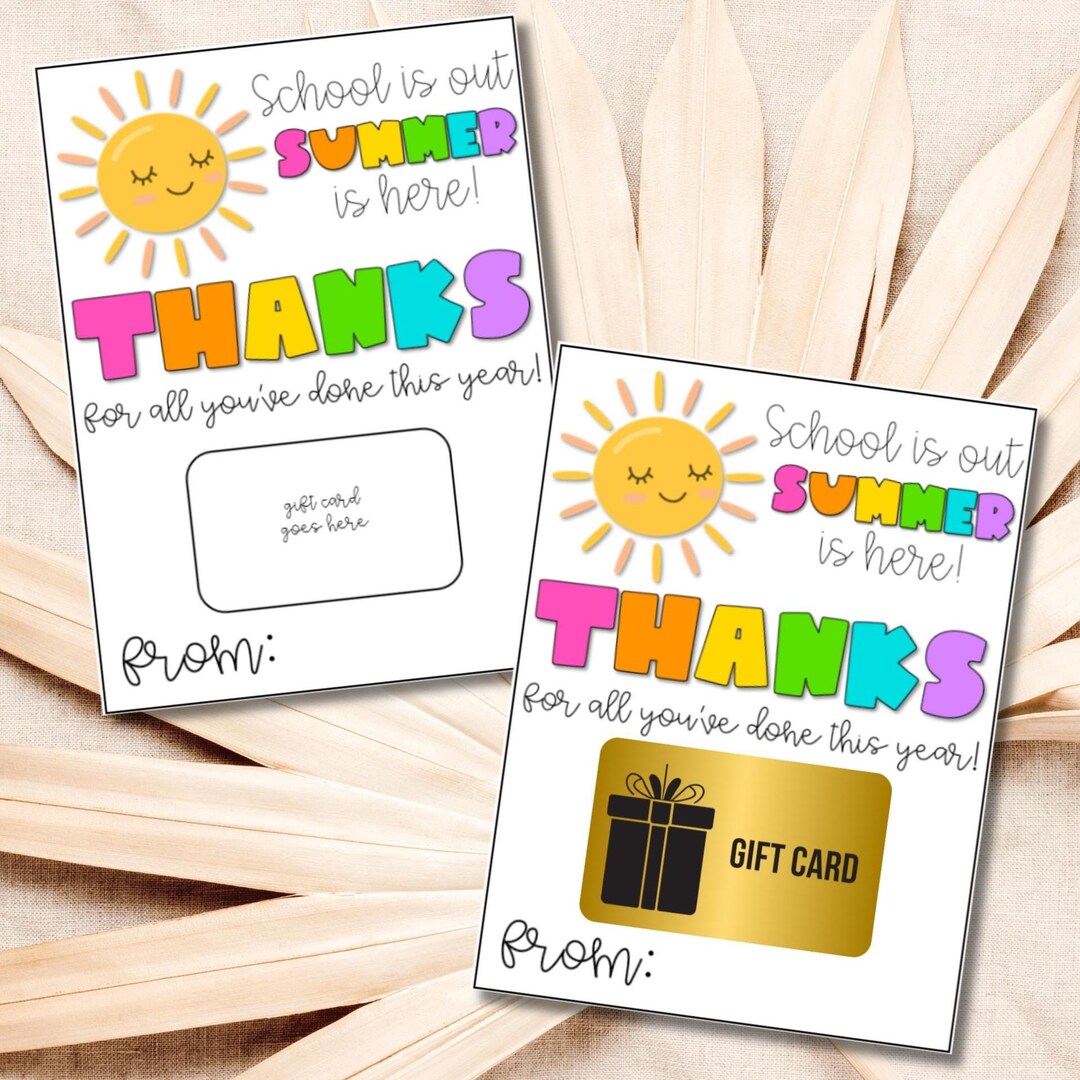 Gift Card Holder Printable Summer Gift Card Holder Printable End of the ...