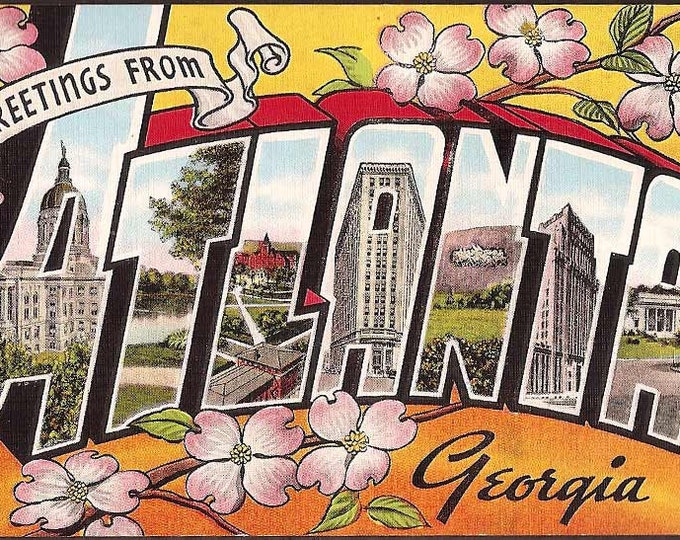 Atlanta Vintage Postcard - Greetings From Atlanta Georgia Large Letter ...