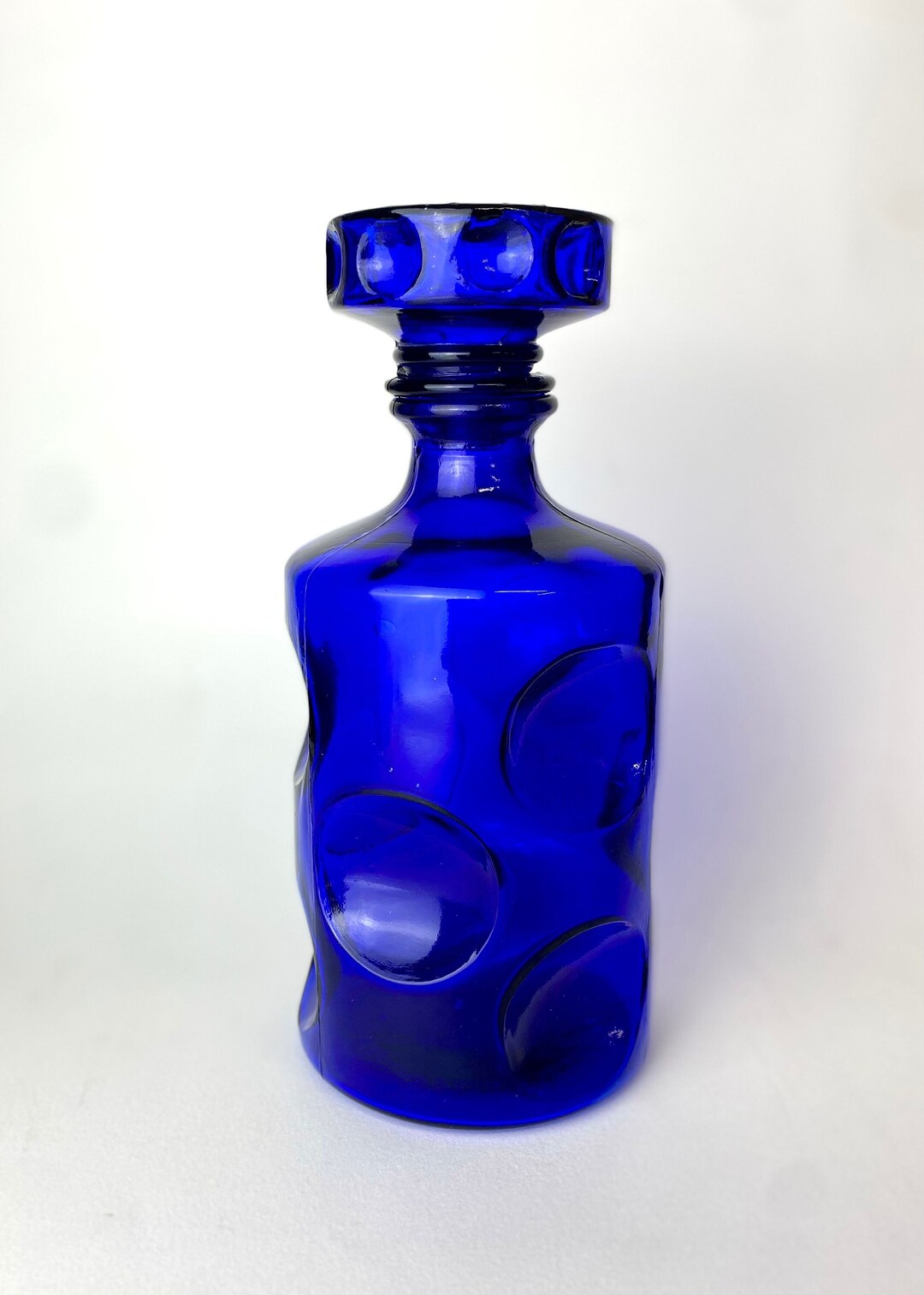 Vintage Retro Blue Inverted Bubble Liquor Decanter With Stopper Wet Bar ...