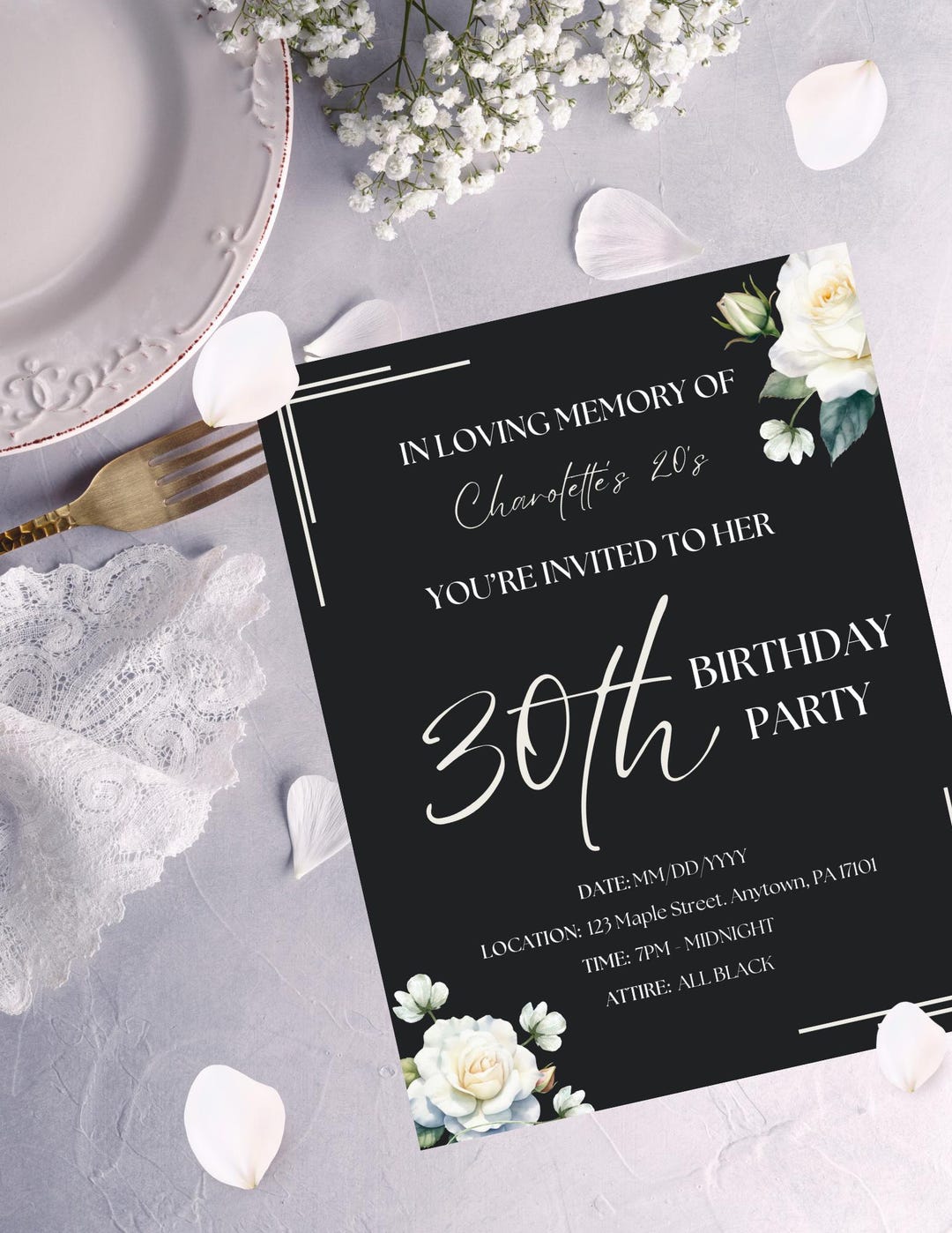 Editable Birthday Invitation - "in Loving Memory" Funeral Theme - Etsy