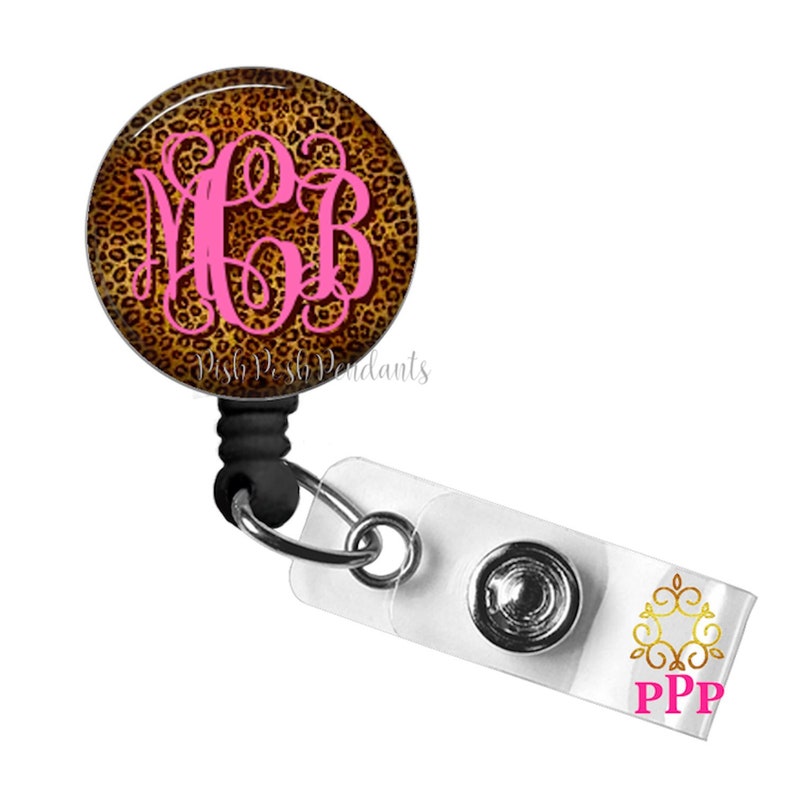 Cheetah Retractable Badge Reel Monogram Personalized Badge | Etsy