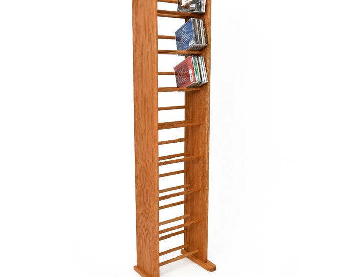 CD Storage Rack Tower Holder Solid Oak Wood 30 Cd's Wall or Surface ...