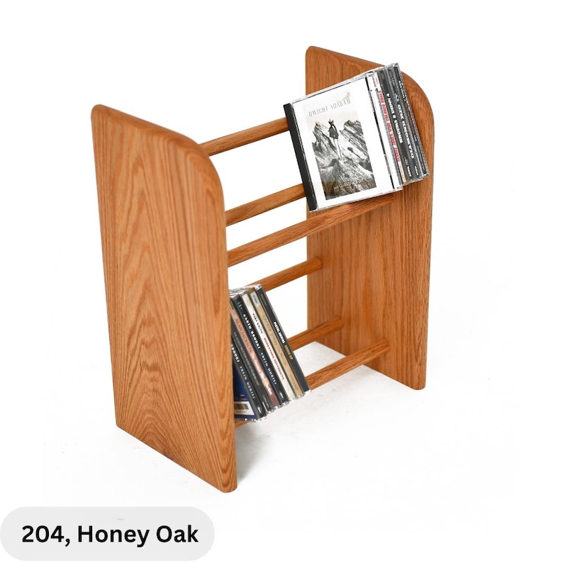 Solid Oak CD Rack – Minimalist Vertical Media Storage, Dowel Style 04 ...