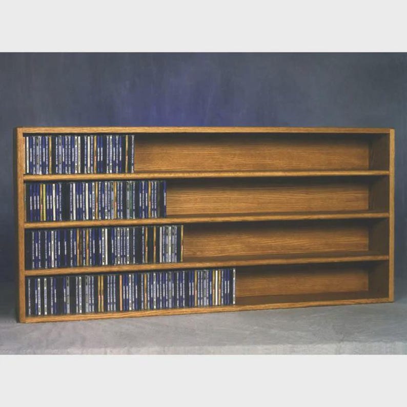 Solid Oak Wood CD Storage Rack – Handmade Media Cabinet, USA Made ...