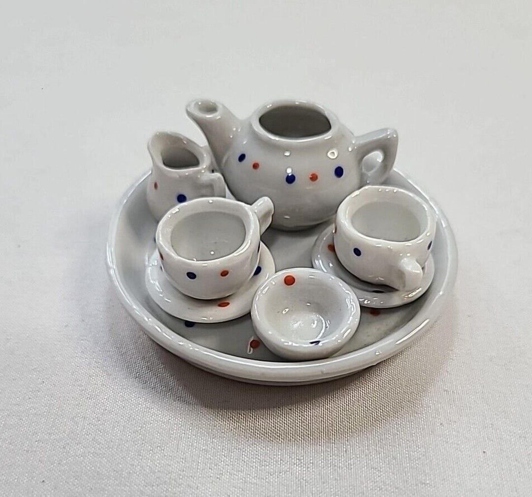 Vintage Porcelain German Tea Set Childs Dolls Miniature Set for Two - Etsy