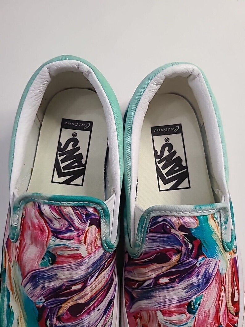 Vans Women Classic Slip on Custom Hand Painted Swirl Paint Shoes ...