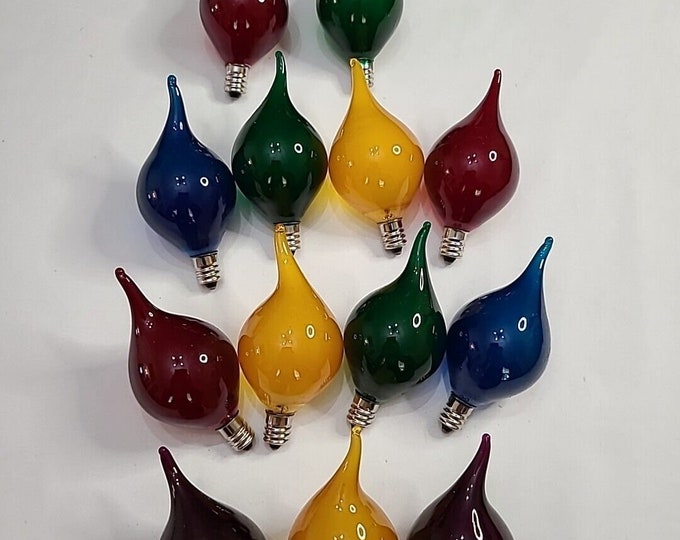 Vintage Flame Christmas Glass Light Bulbs Rare 13 Bakers Dozen Tested ...