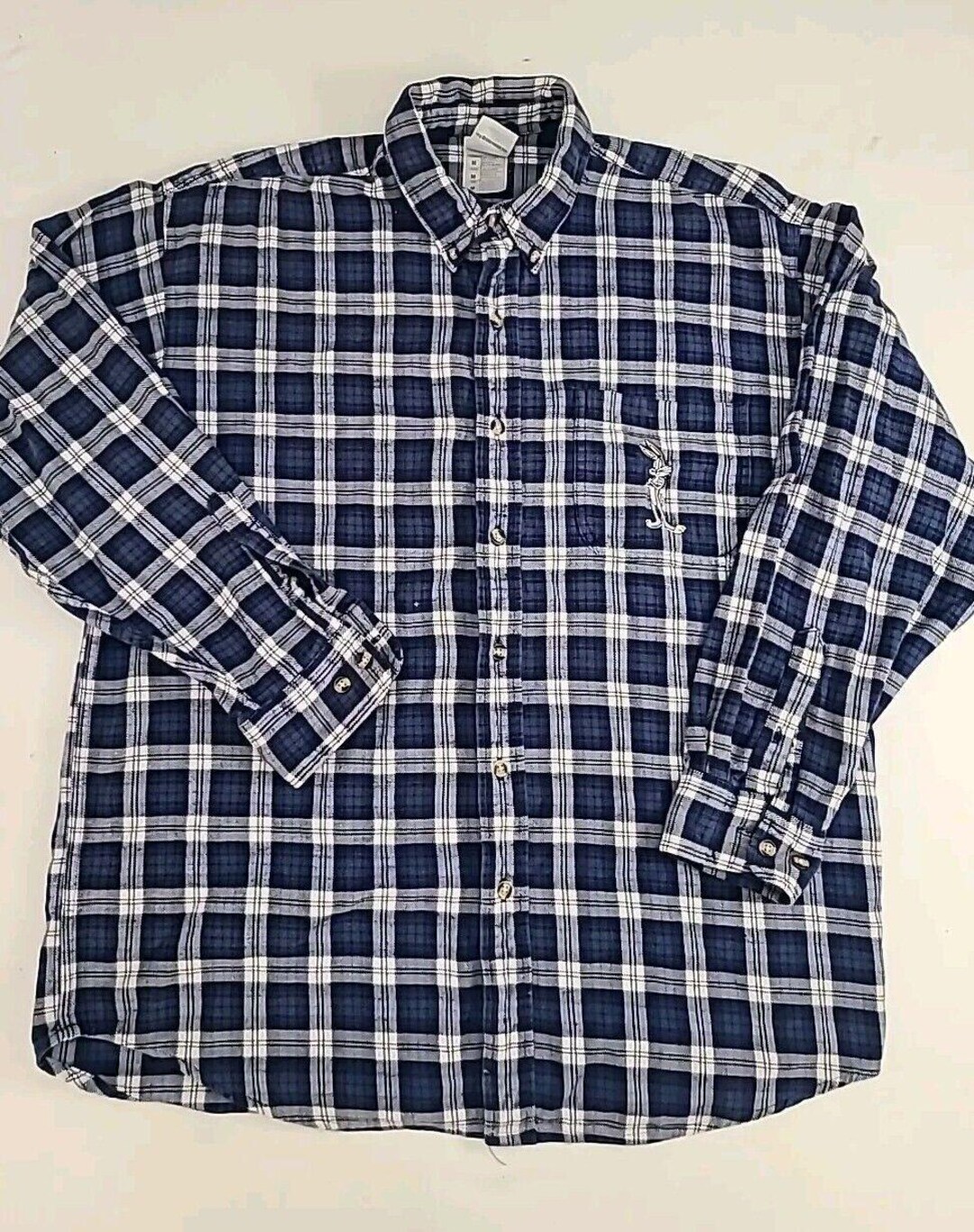 Warner Bros Studios Flannel Shirt Mens Sz M Vtg 90s Plaid Bugs Bunny ...