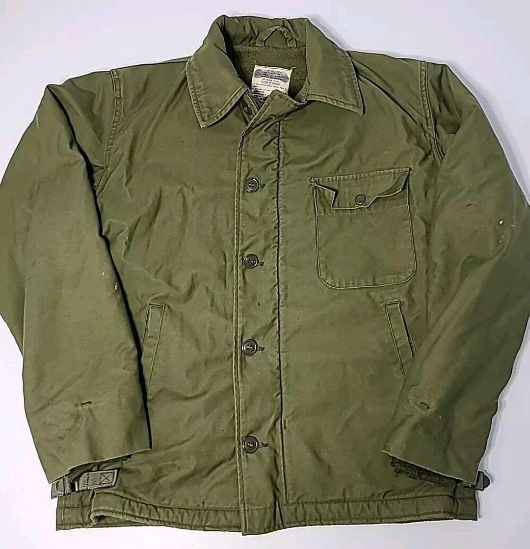 Vintage US Military Navy Deck Jacket A-2 Cold Weather Permeable USN Men ...