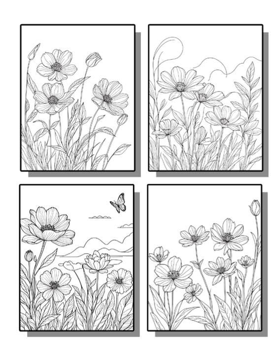 Wild Flowers Coloring Pages Wildflowers Adult and Kids Coloring Book ...