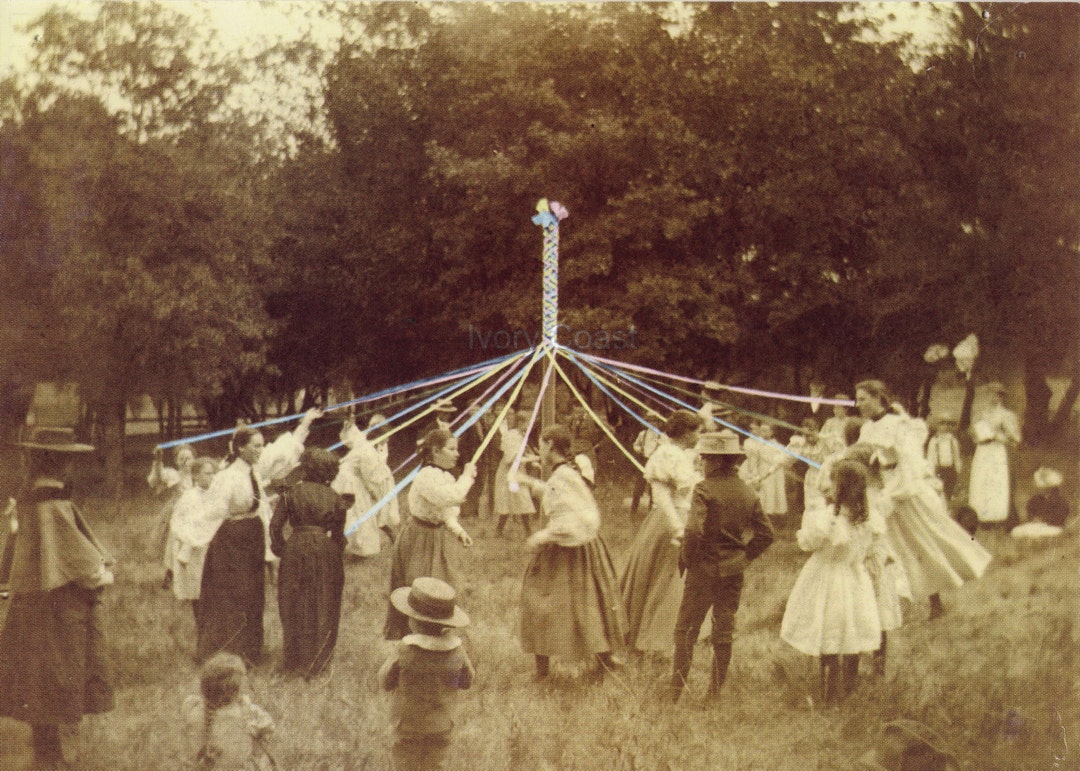 Maypole Dance Vintage Photo. Digital, Download, Sepia, May, Brown ...
