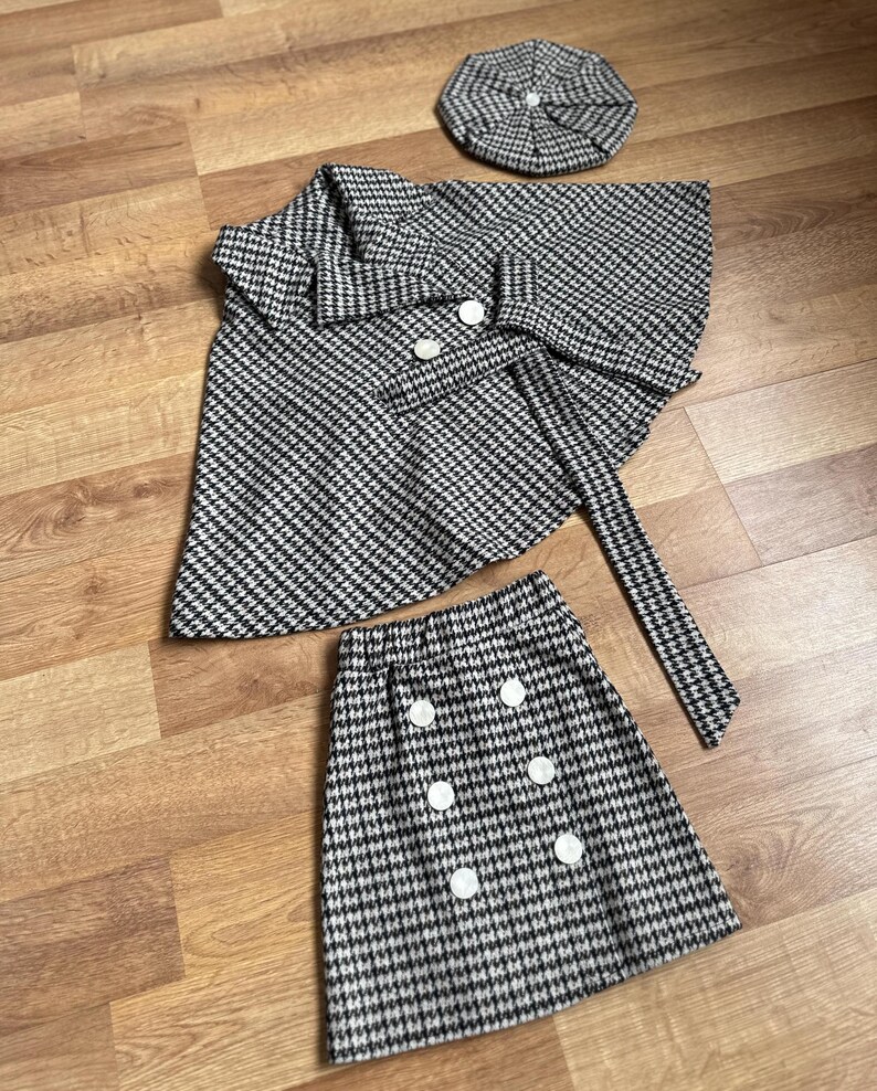 Chic Black and White Houndstooth Ensemble for Little Fashionistas ...