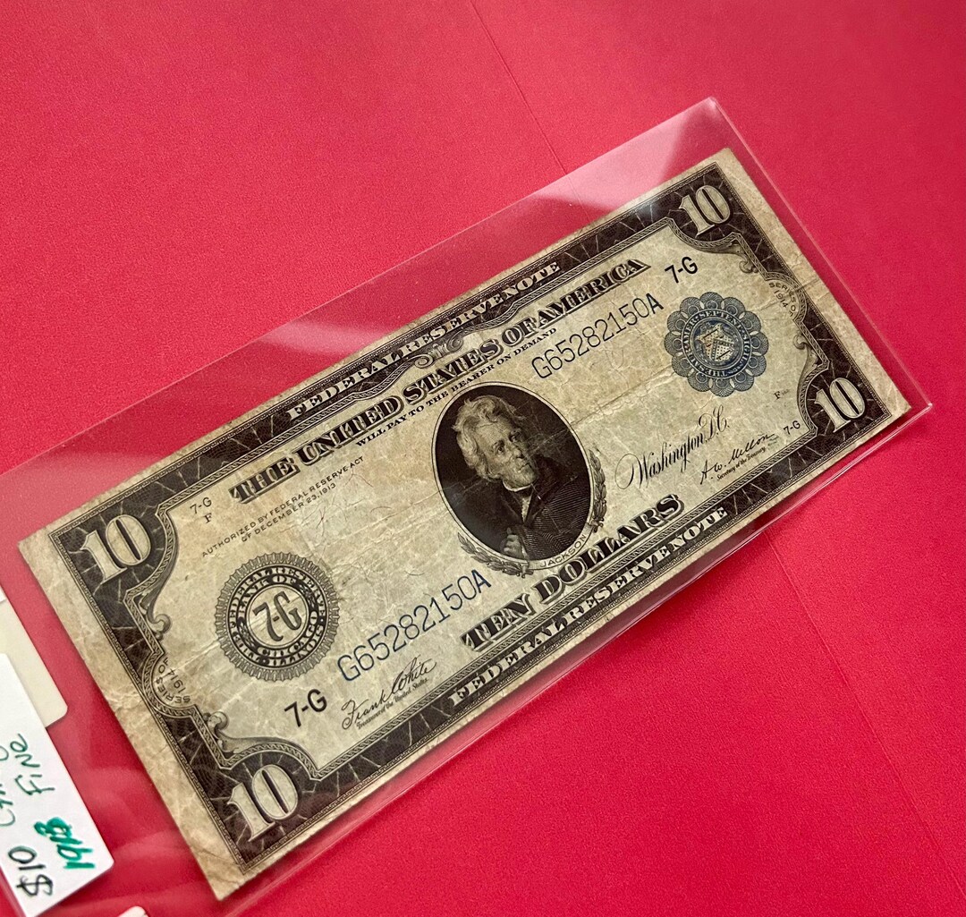 10 Dollars Banknote. Chicago, USA Currency. Series of 1914 Year ...