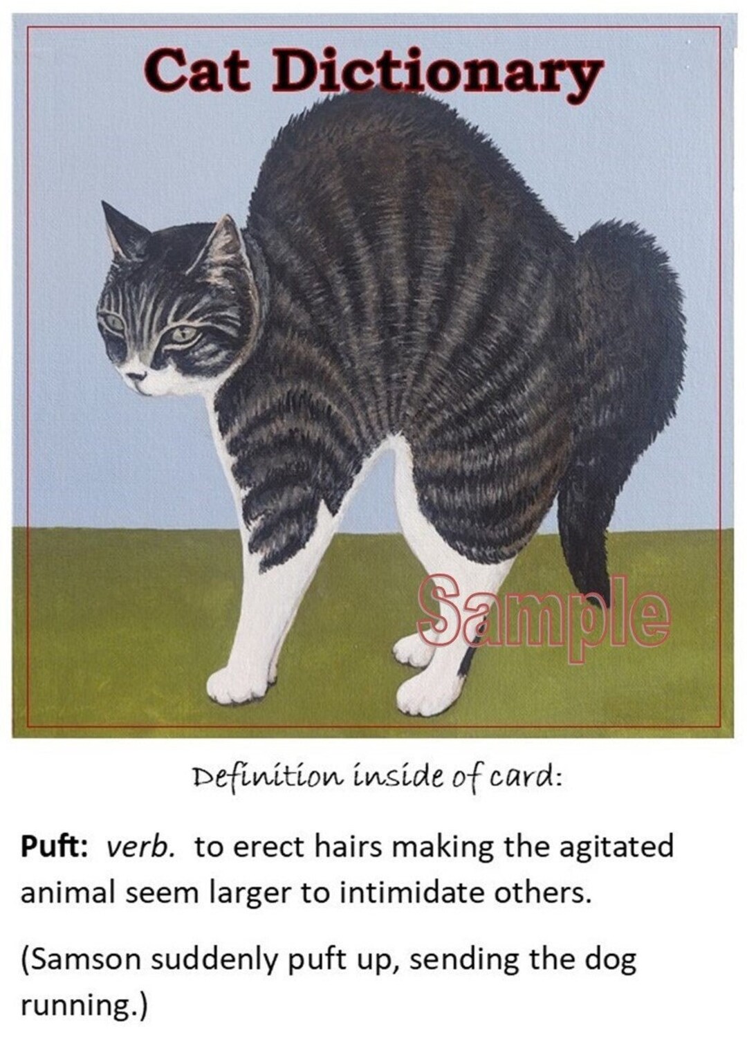 Cat Dictionary Definition Greeting Card, Puft: Verb. to Erect Hairs ...