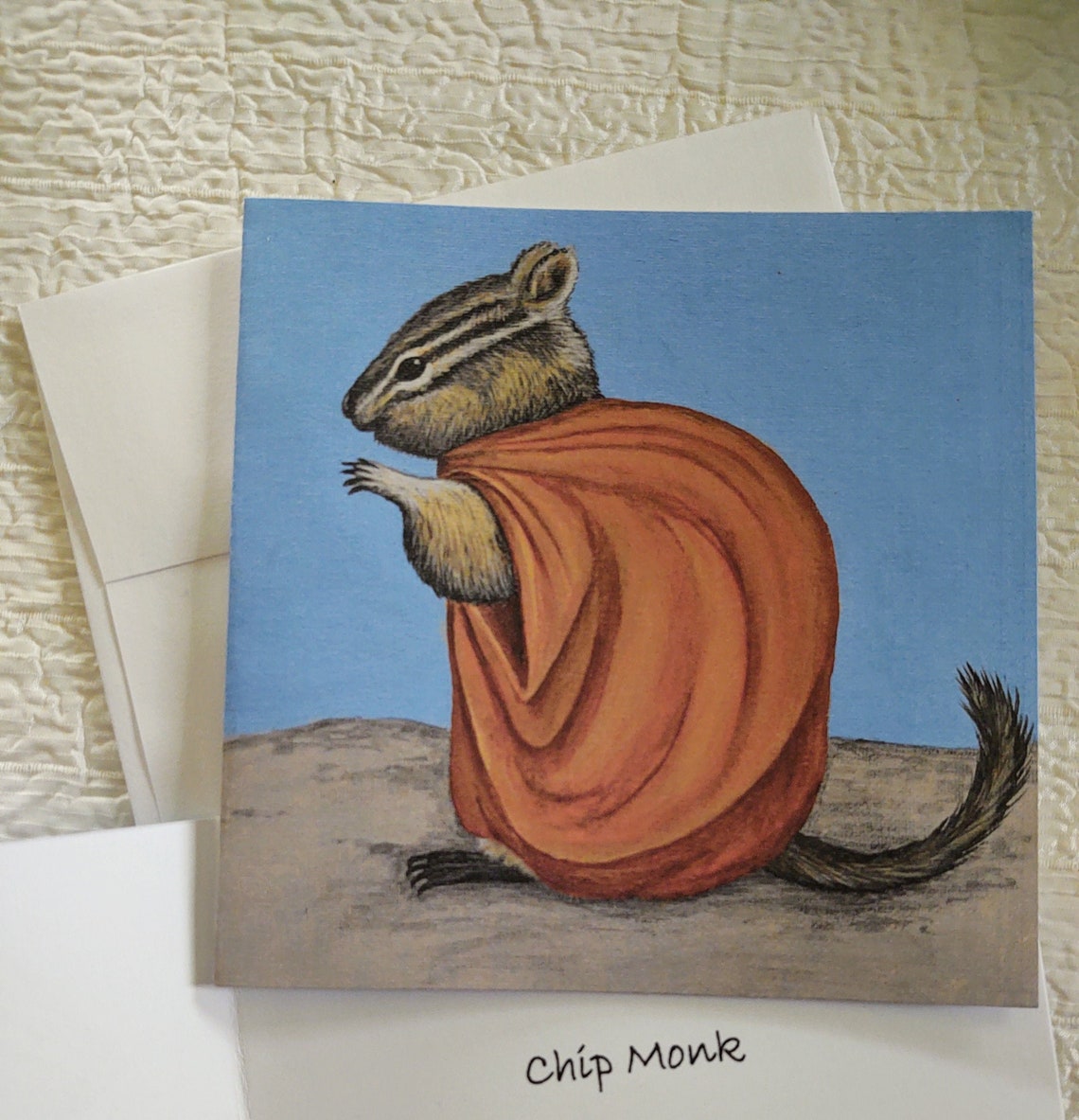 Chip Monk chipmunk Hand Made Card Made From a Print of | Etsy