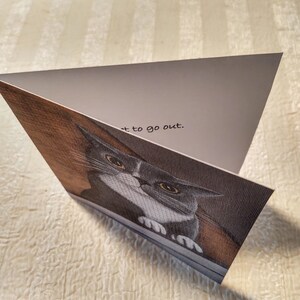 You Get to Go Out, Card, With Cat at Screen Door, Hand Made From a ...