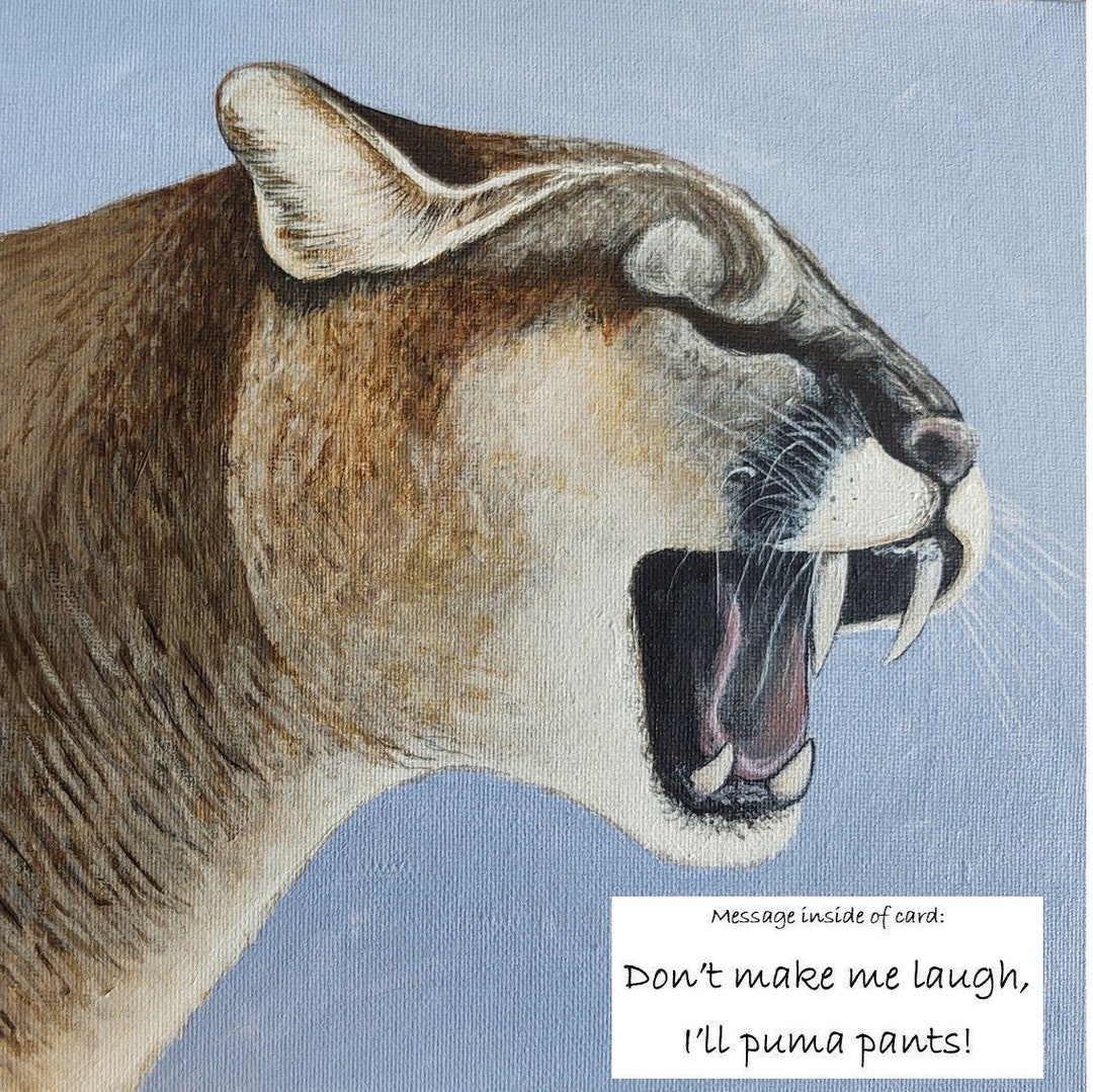 Puma Card, Hand Made From a Print of Original Artwork Containing a Pun ...