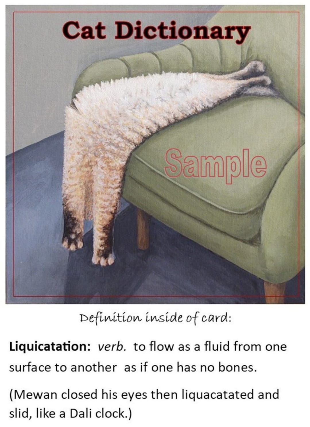 Cat Dictionary Definition Greeting Card, Liquicatation: Verb. to Flow ...