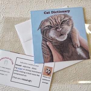 Cat Dictionary Definition Greeting Card, Hissed: Adjective. Showing ...