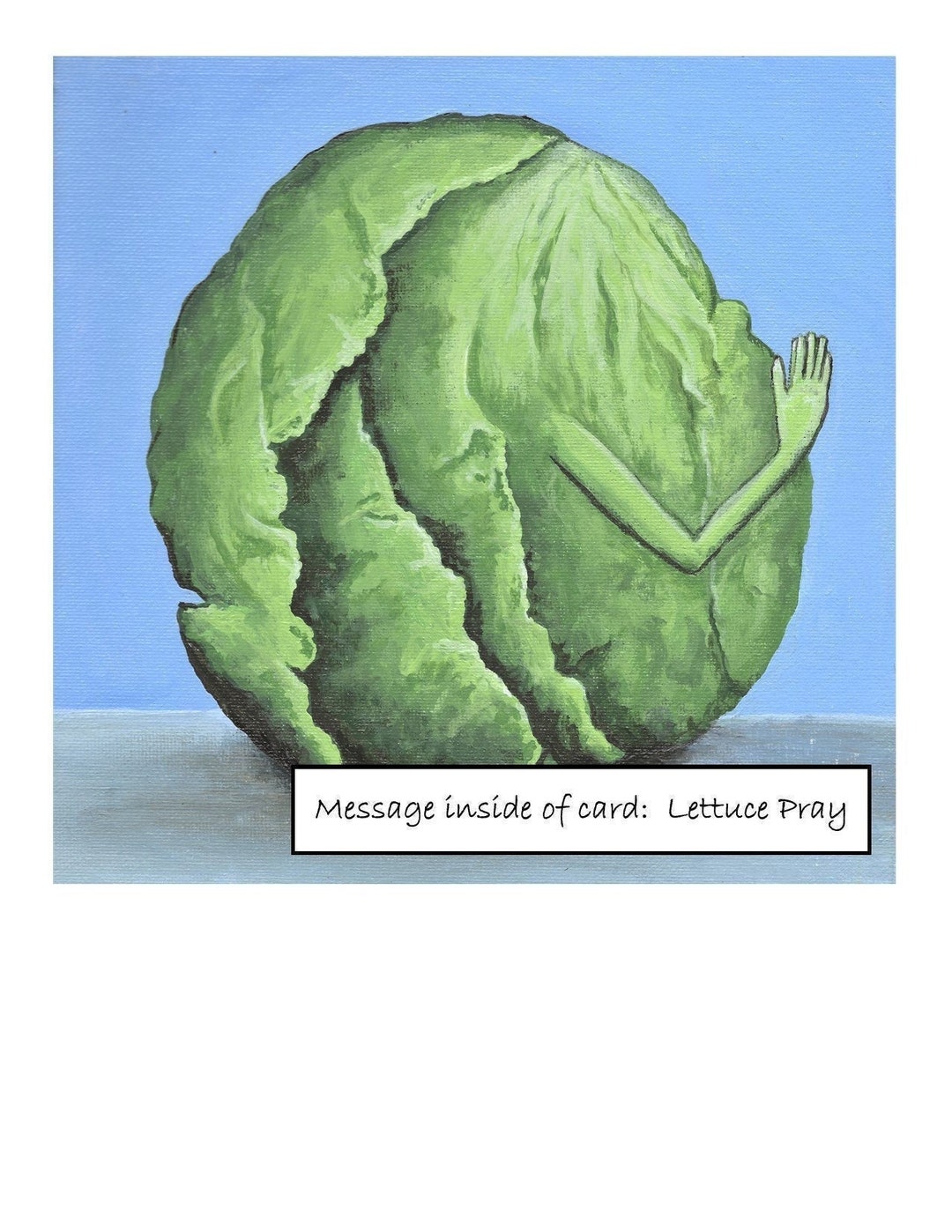 Lettuce Pray Card, Hand Made From a Print of Original Artwork ...