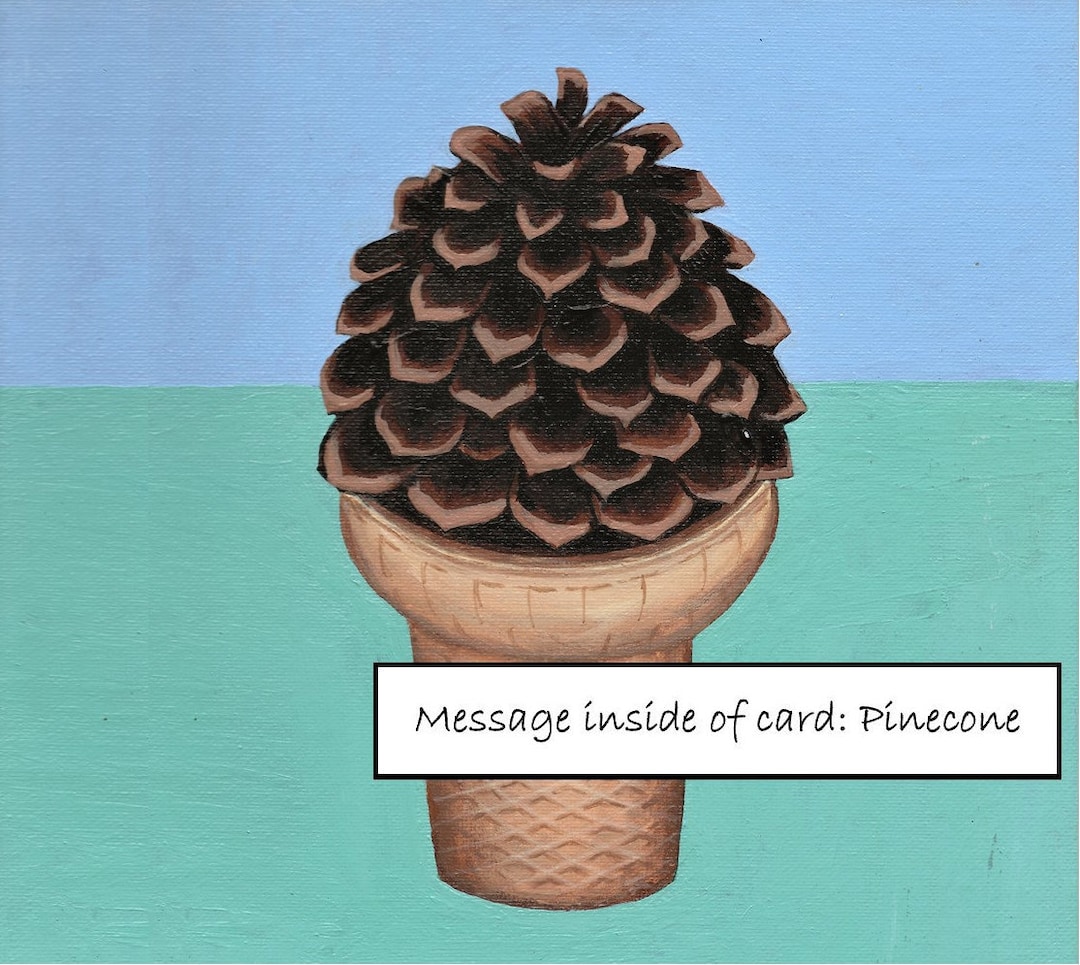 Pinecone Card, Hand Made From a Print of Original Artwork Containing a ...