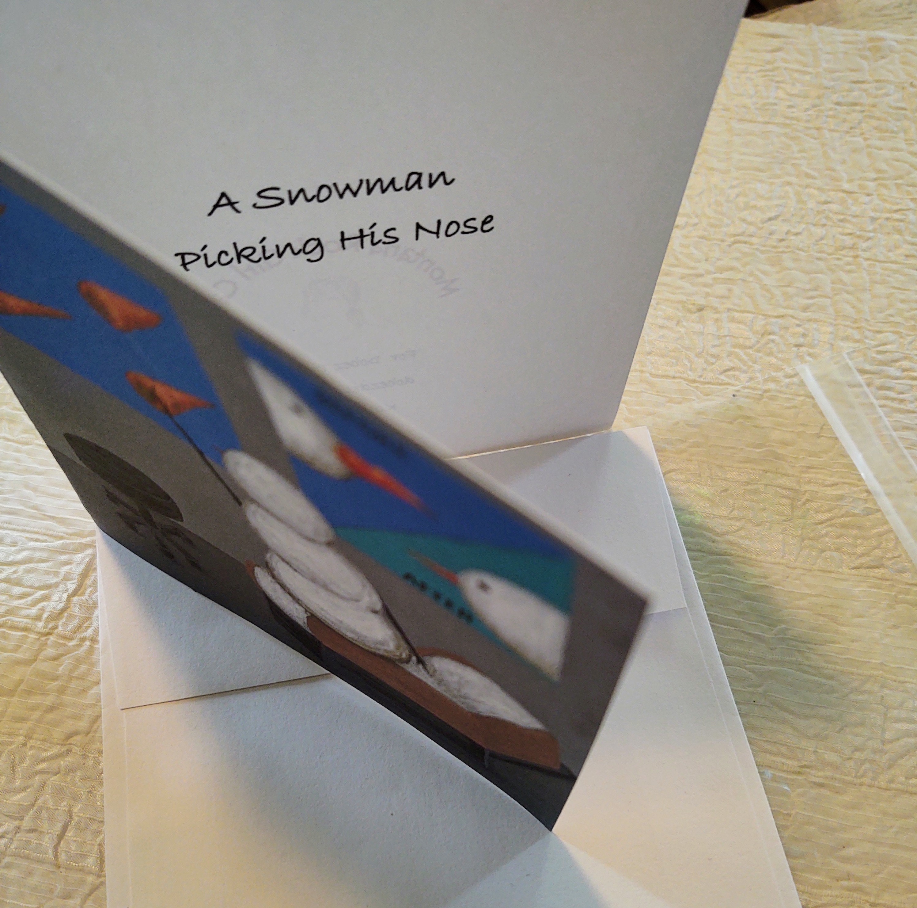 Snowman Picking His Nose Card Hand Made From a Print of | Etsy