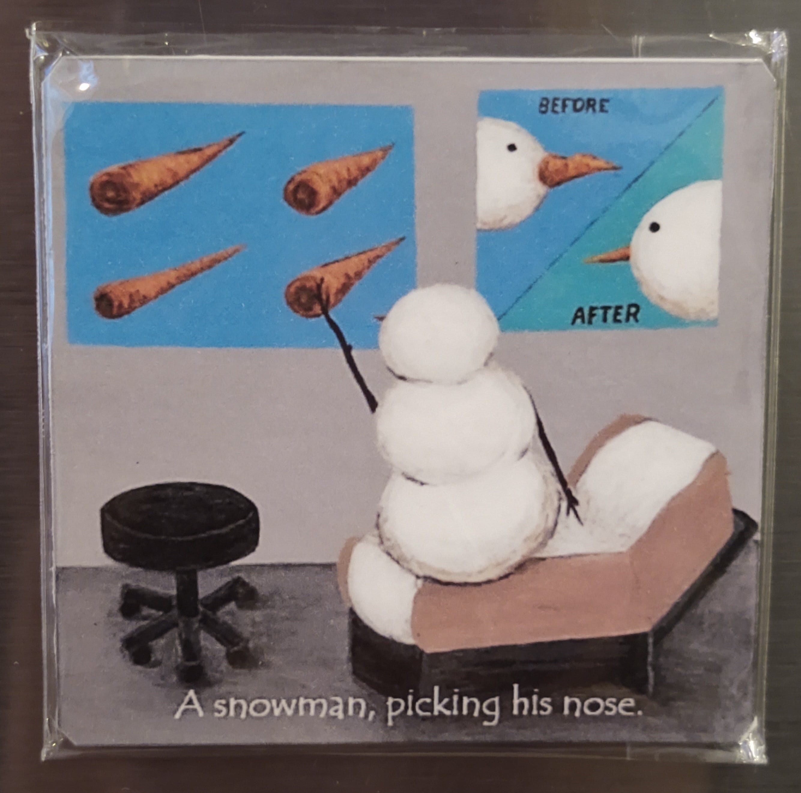 Snowman Picking His Nose Magnet, Hand Made From a Print of Original ...