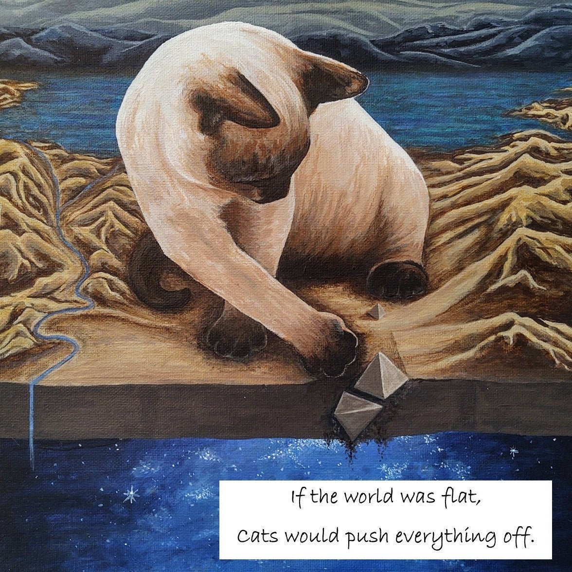 If the world was flat cats would push everything off. Card | Etsy