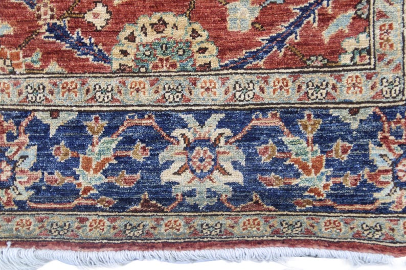 4x7 Red Persian Area Rug Red Blue Afghan High Quality Hand Knotted Veg ...