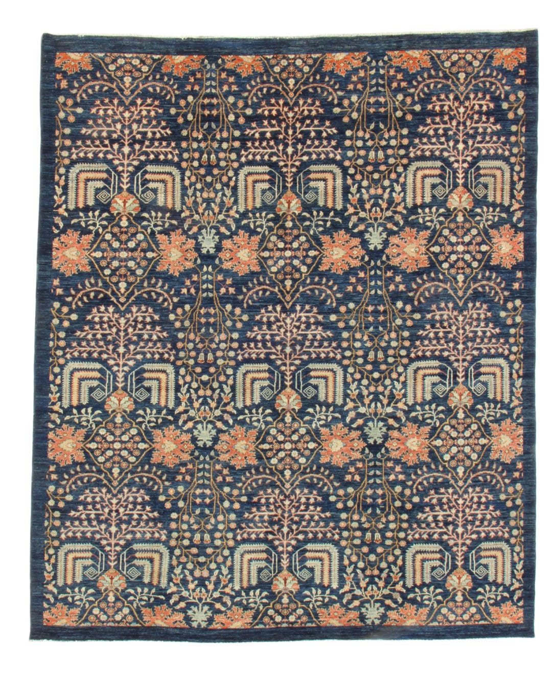 8x9 Blue Floral Gabbeh Area Rug Afghan Hand Knotted Veg Dyed Wool ...