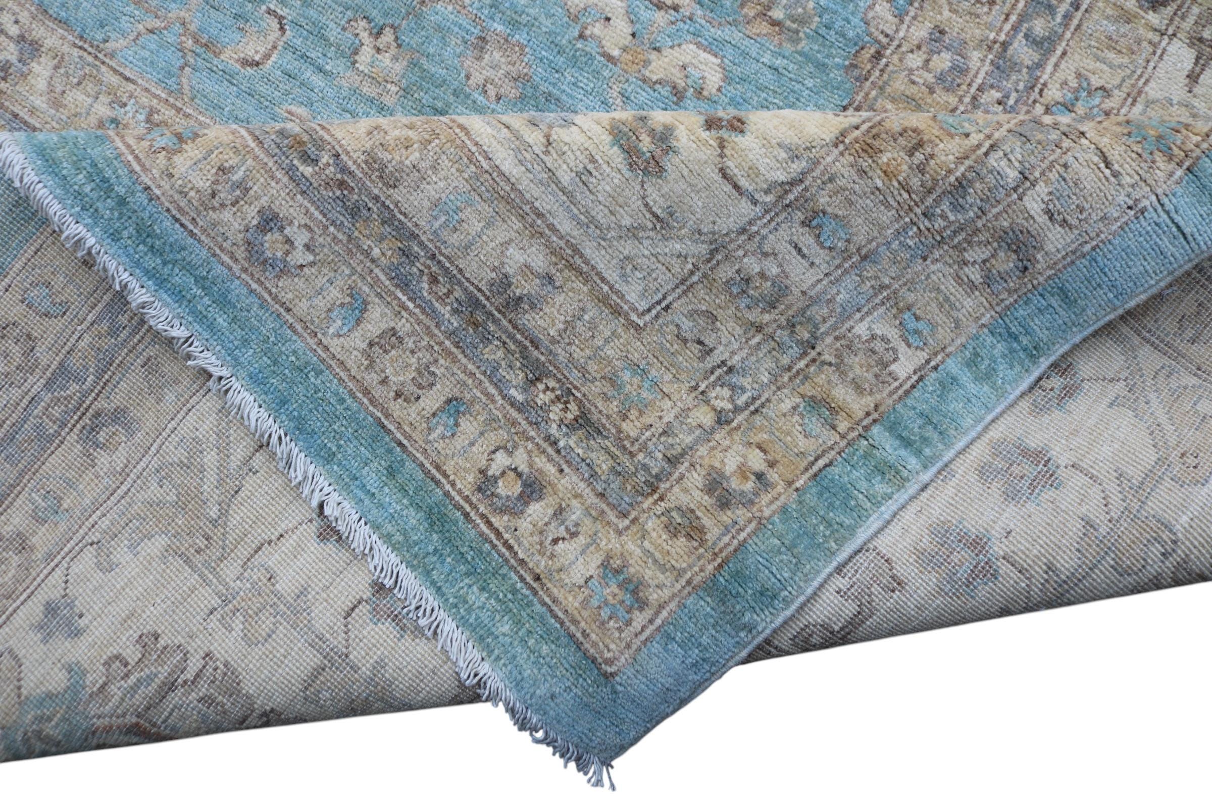 14x14 Square Blue Ziegler Persian Area Rug - Afghan Hand Knotted Veg ...