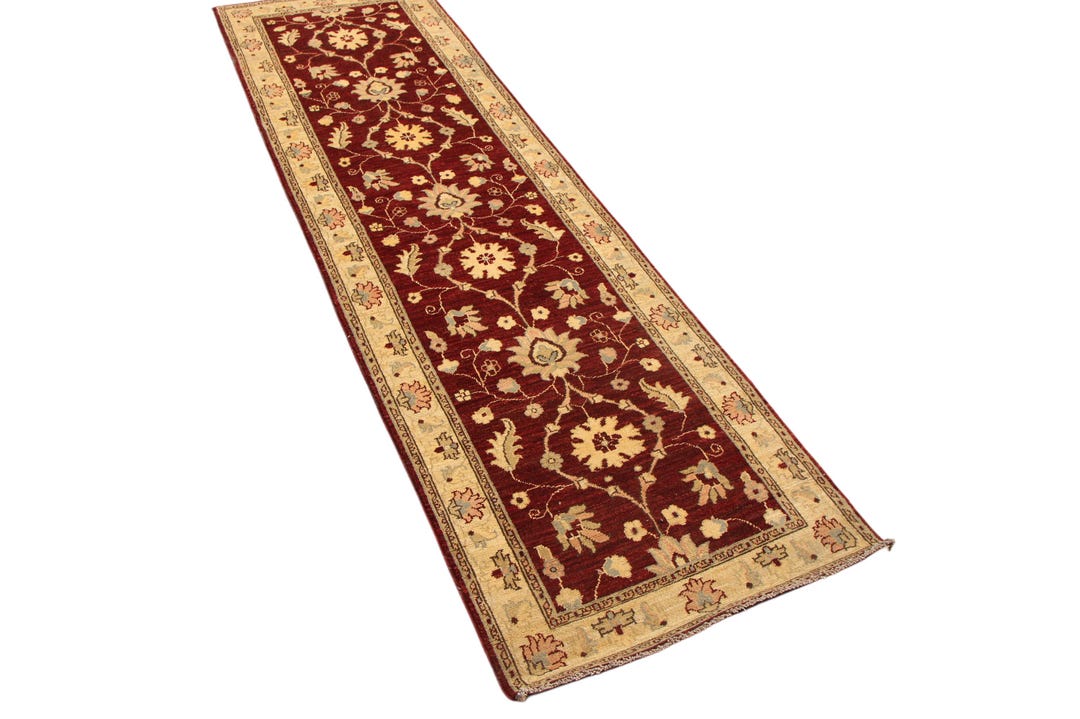 10 Ft Burgundy Persian Runner Rug Beige Burgundy Floral Afghan High ...