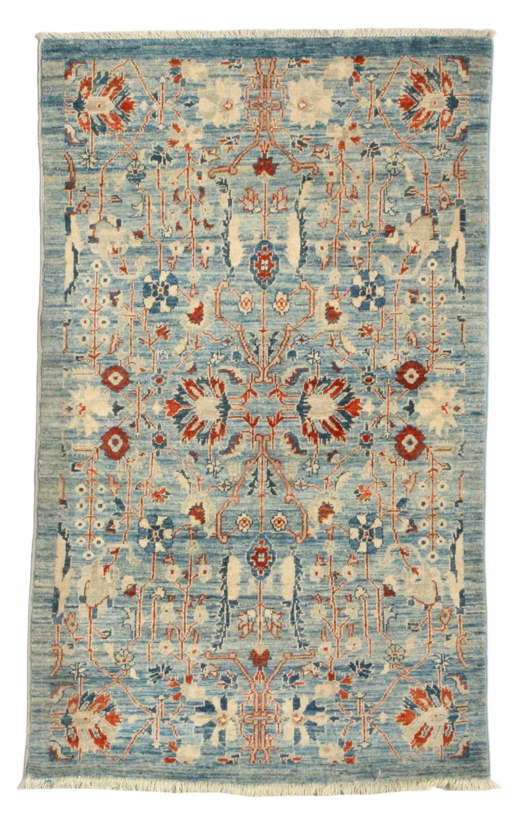 3x4 Light Blue Faryab Area Rug - Afghan High Quality Hand Knotted Veg ...