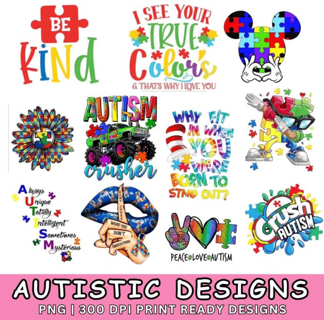 Autism SVG Bundle Autistic Designs for T-shirts Crafts Digital Download ...