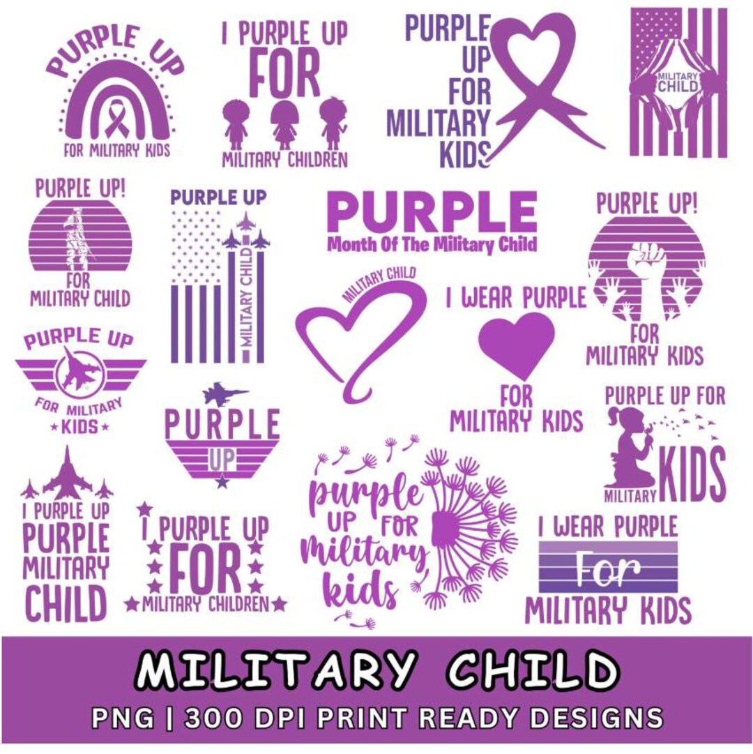 Military Child PNG Bundle Purple up Month Graphics Digital Download - Etsy