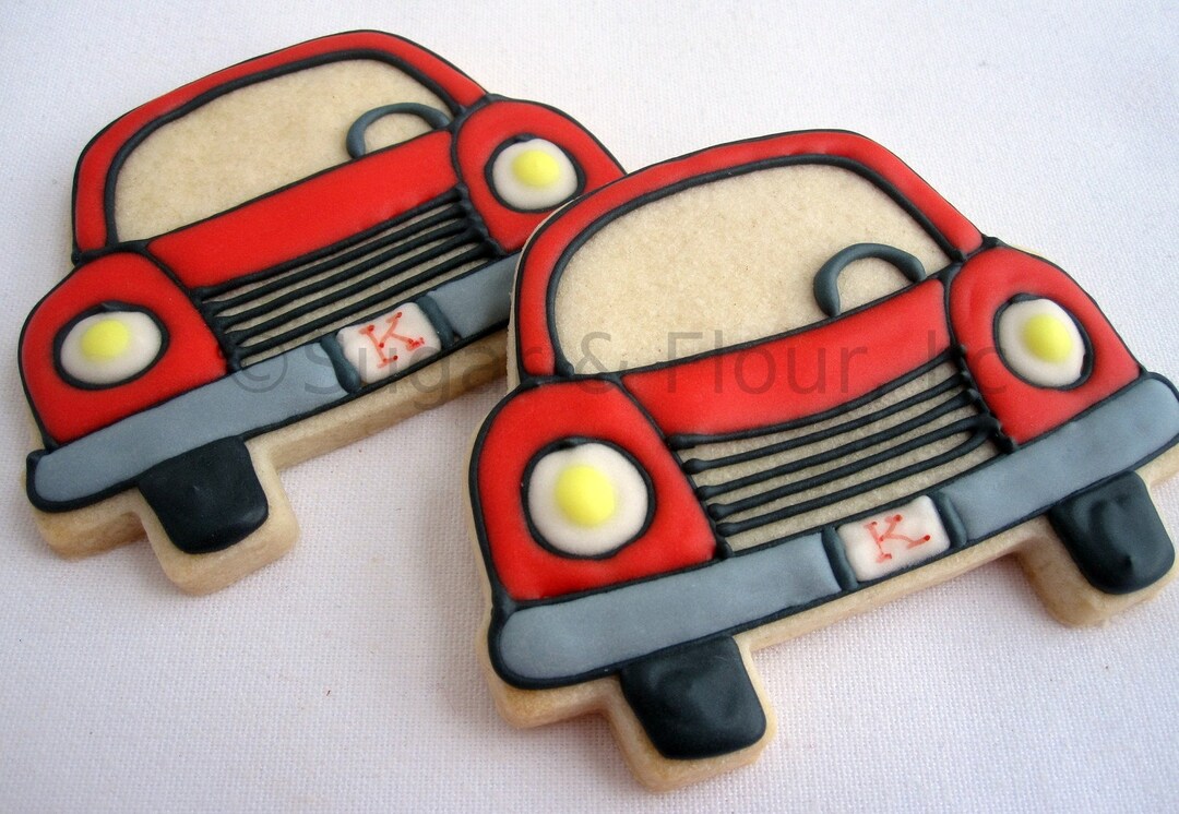 LITTLE RED CAR Cookies, 12 Decorated Sugar Cookies - Etsy