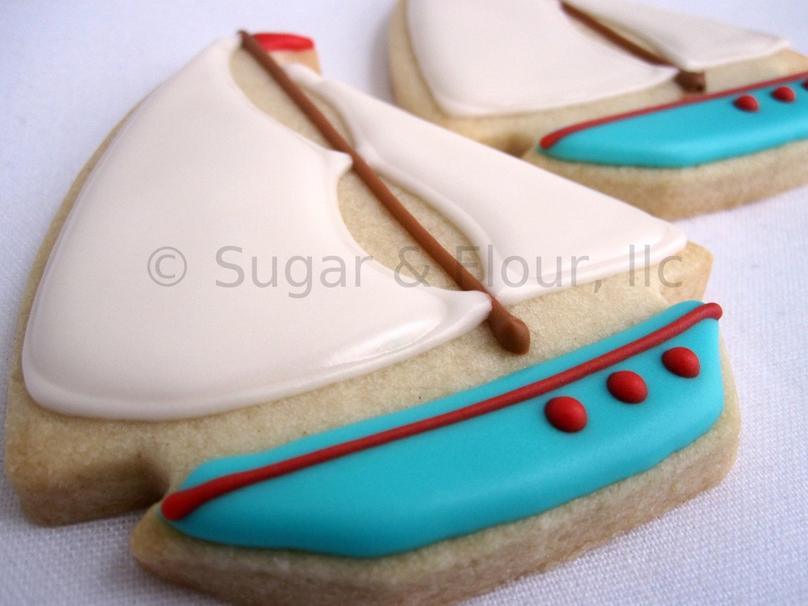 SAILBOAT SUGAR COOKIES 12 Decorated Sugar Cookies - Etsy