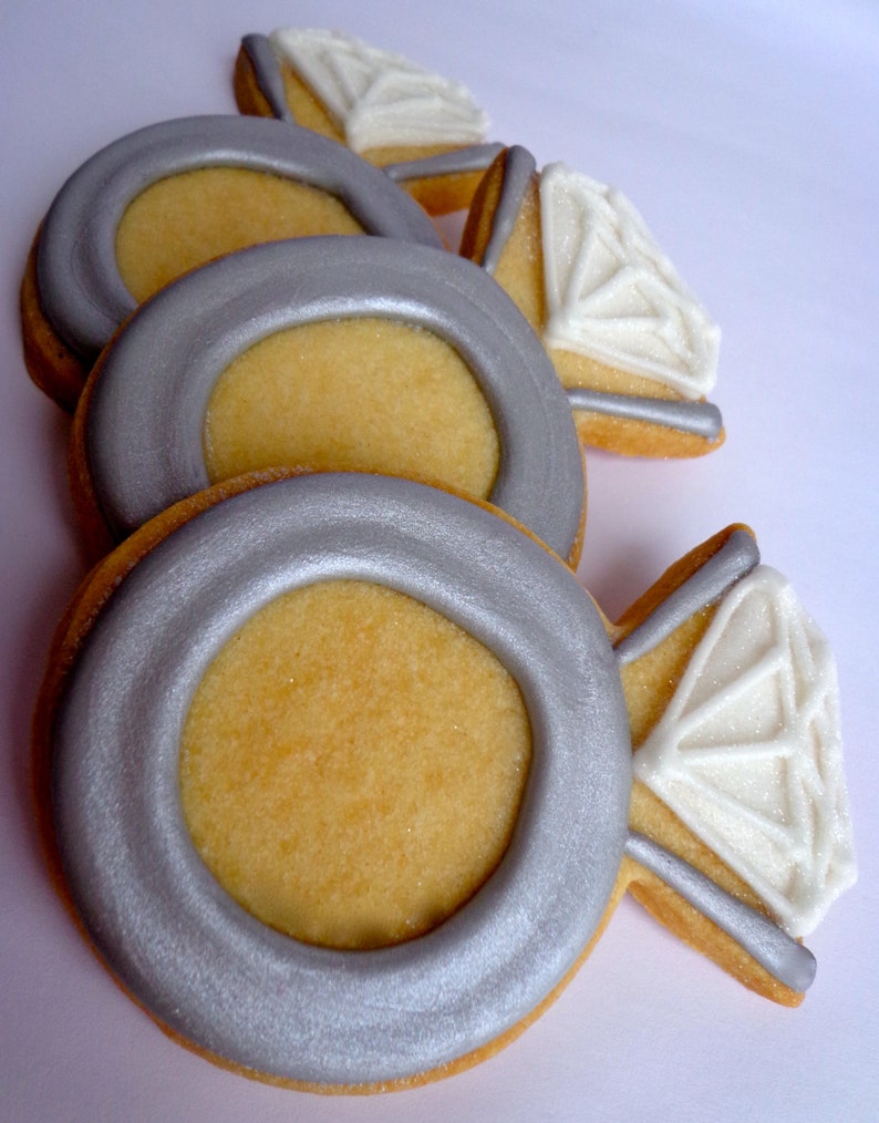 DIAMOND RING COOKIES 12 Decorated Sugar Cookie Party Favors - Etsy
