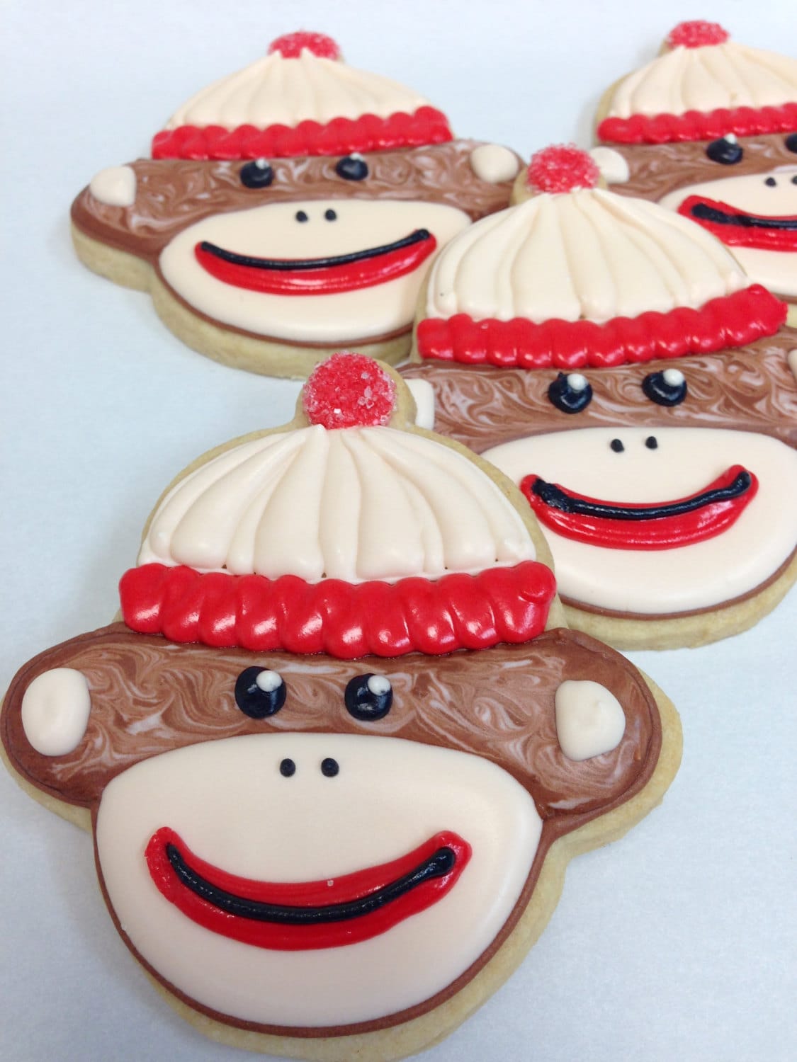 SOCK MONKEY COOKIES 12 Decorated Sugar Cookie Party Favors | Etsy